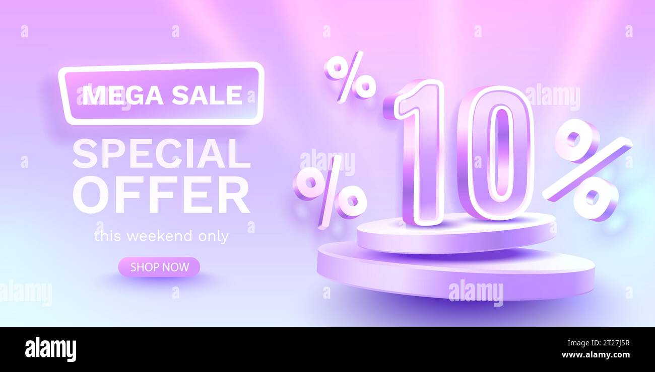 Save offer, 10 off sale banner. Sign board promotion. Vector Stock ...