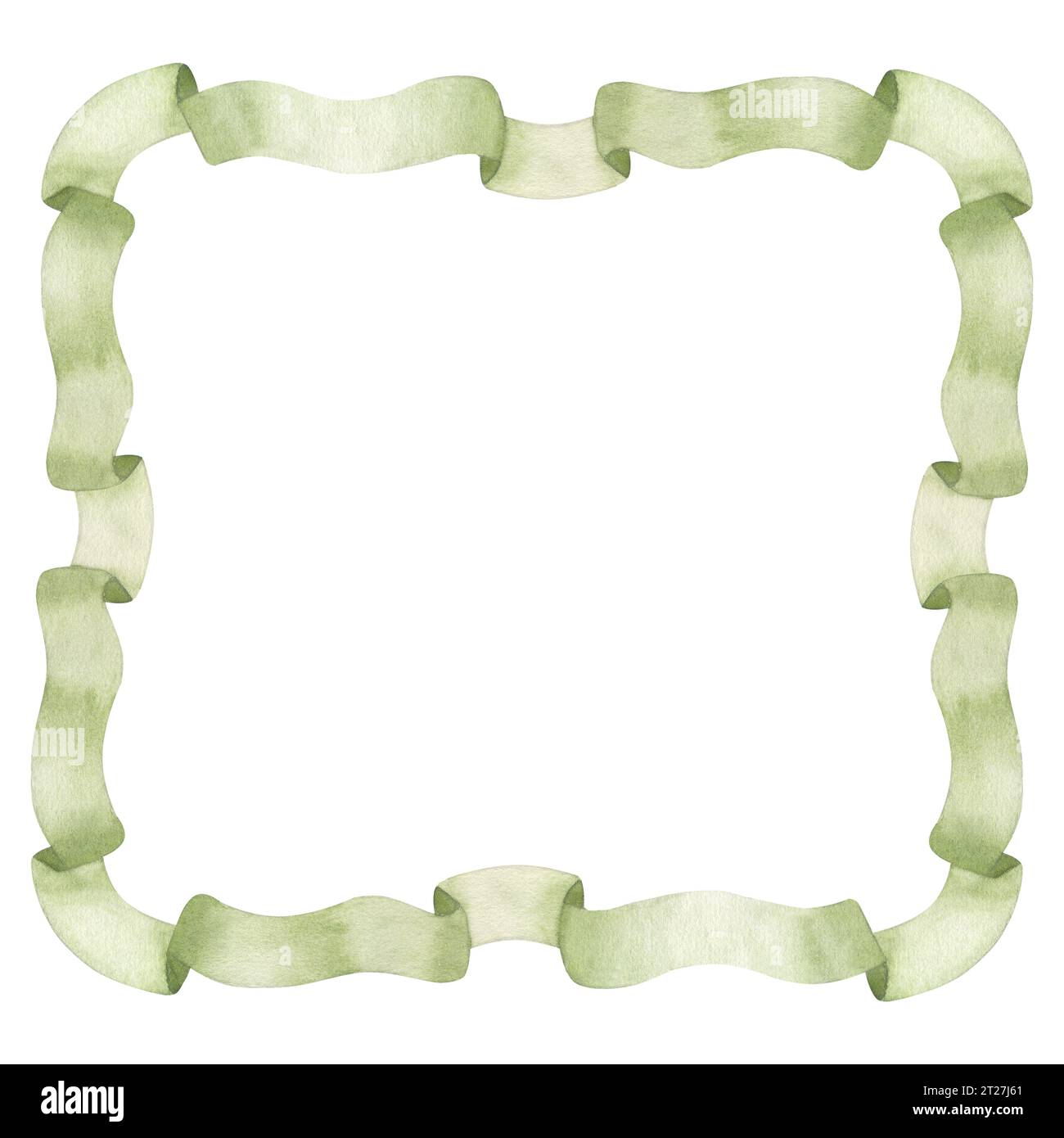 Frame of green vintage ribbon, square border. Collection of antique ...