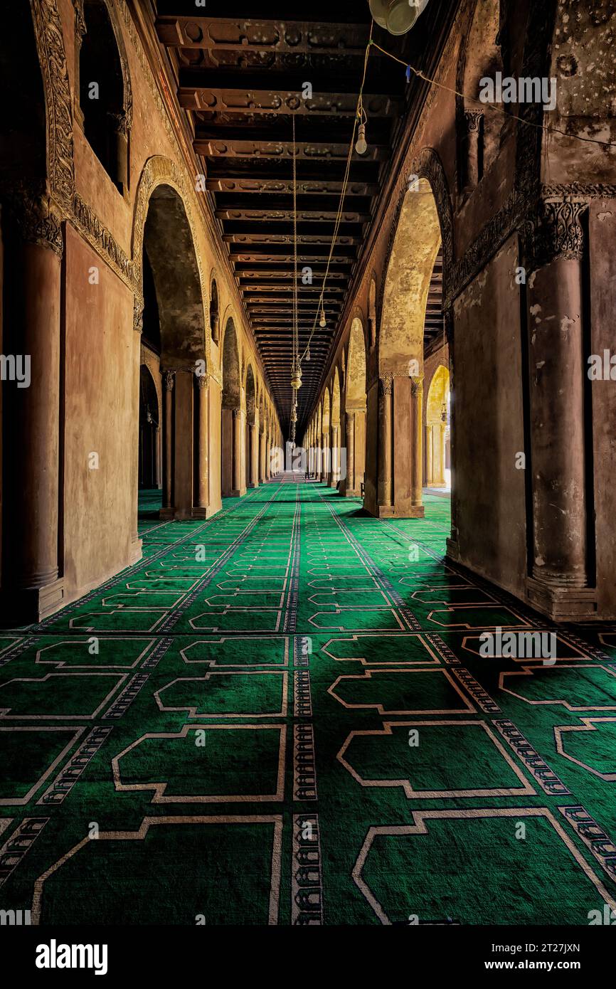The arcade arches and piers of the Eastern portico in the Ibn Tulun ...