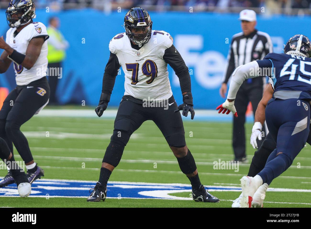 Baltimore Ravens offensive tackle Ronnie Stanley (79) in action during ...