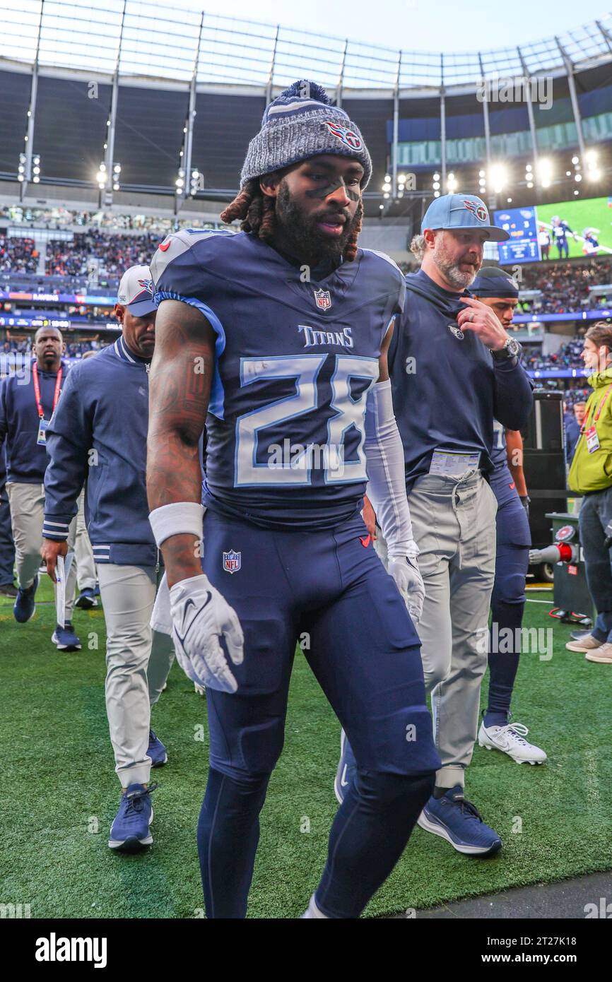 Tennessee Titans safety Shyheim Carter (28) walks off the field at ...