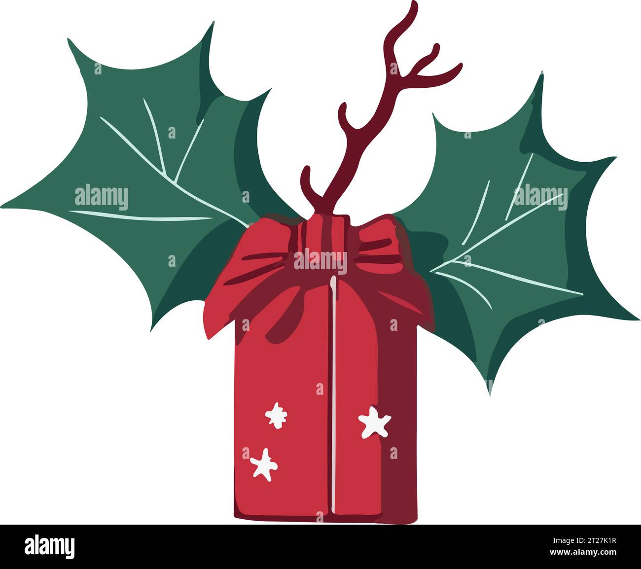 Christmas Present With Leaf Vector Stock Vector Image & Art - Alamy