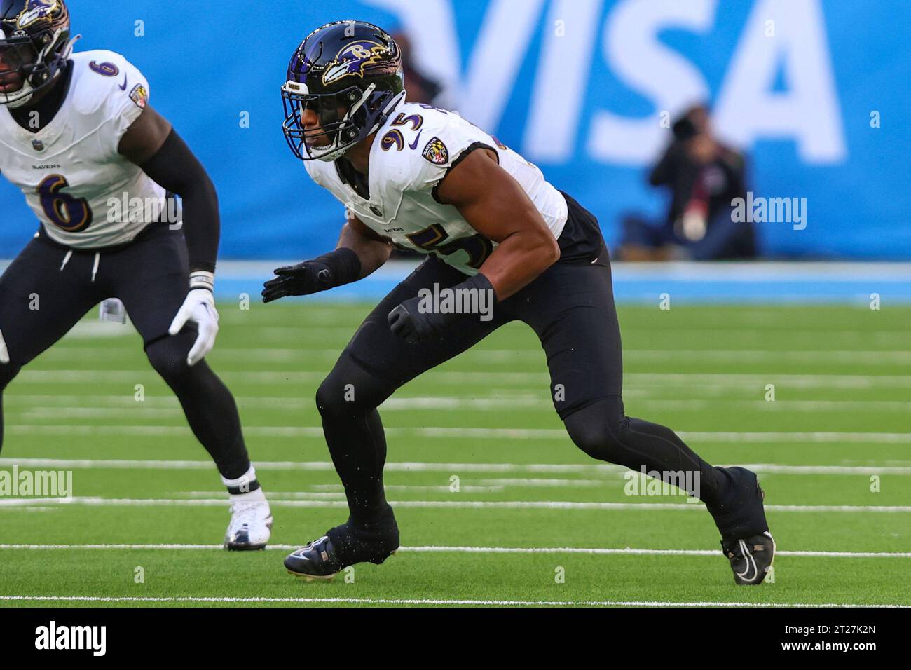 Baltimore Ravens linebacker Tavius Robinson (95) in action during an ...