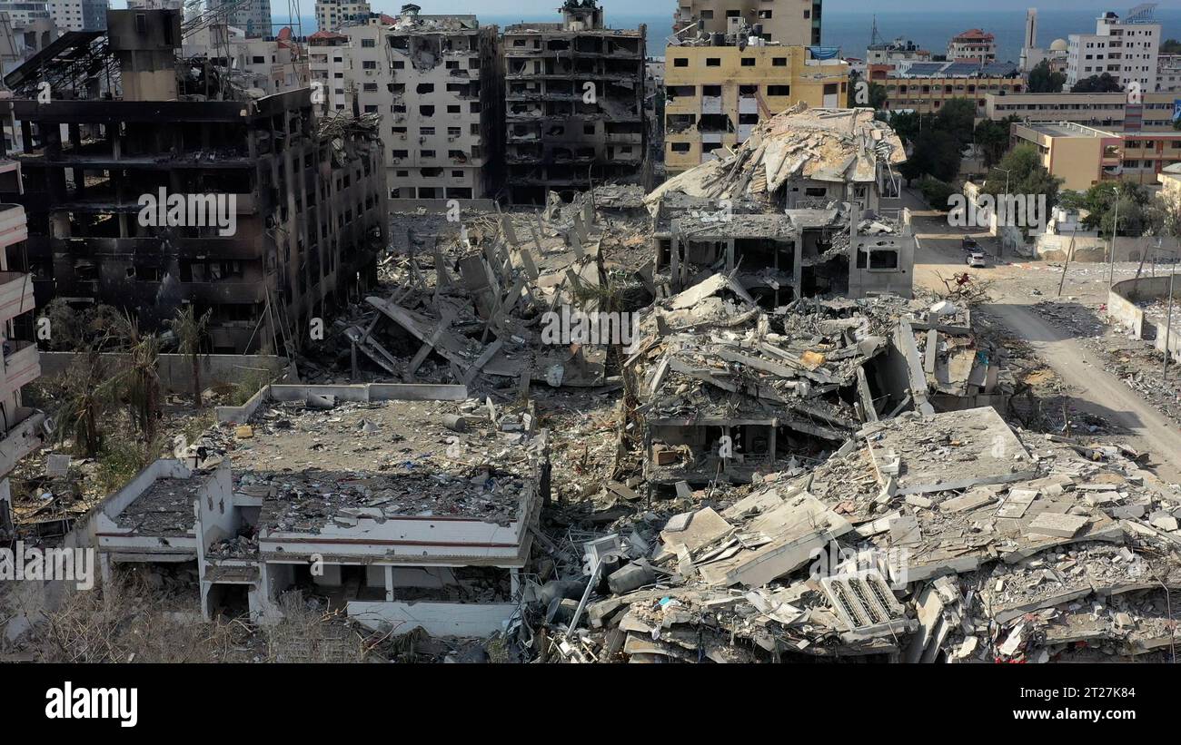 Gaza, Gaza. 17th Oct, 2023. Aerial photo taken by drone shows the ...