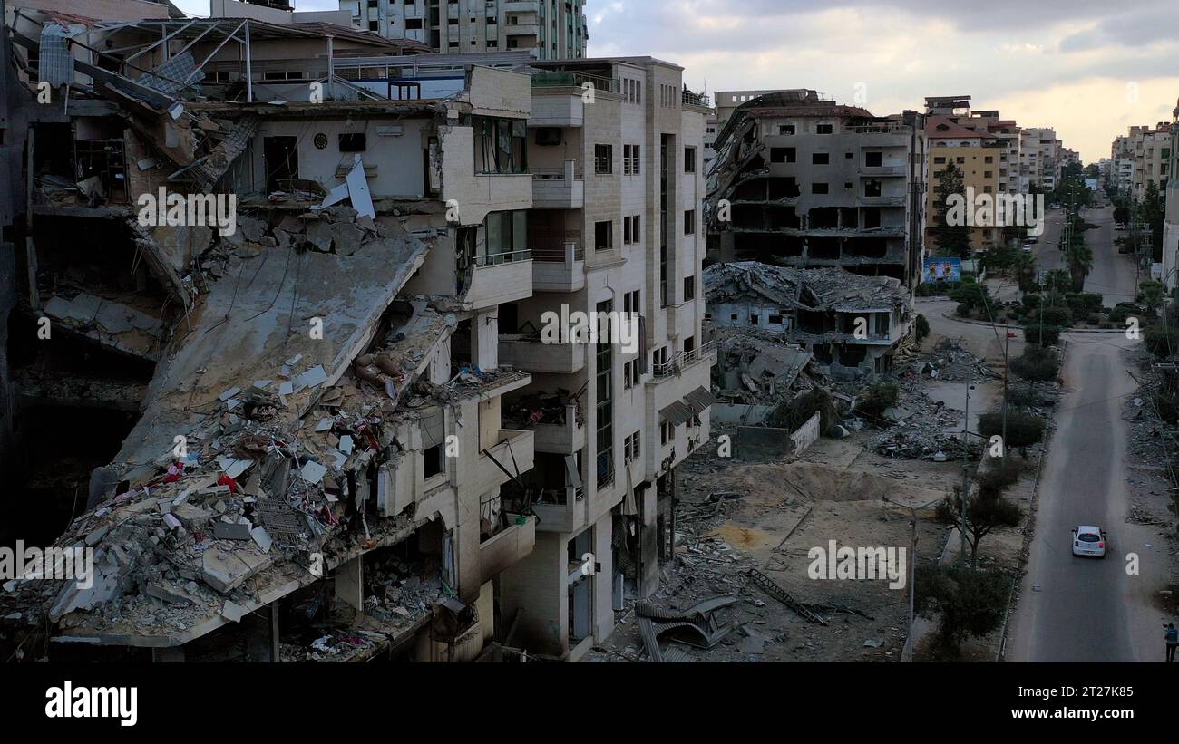 Gaza, Gaza. 17th Oct, 2023. Aerial photo taken by drone shows the ...