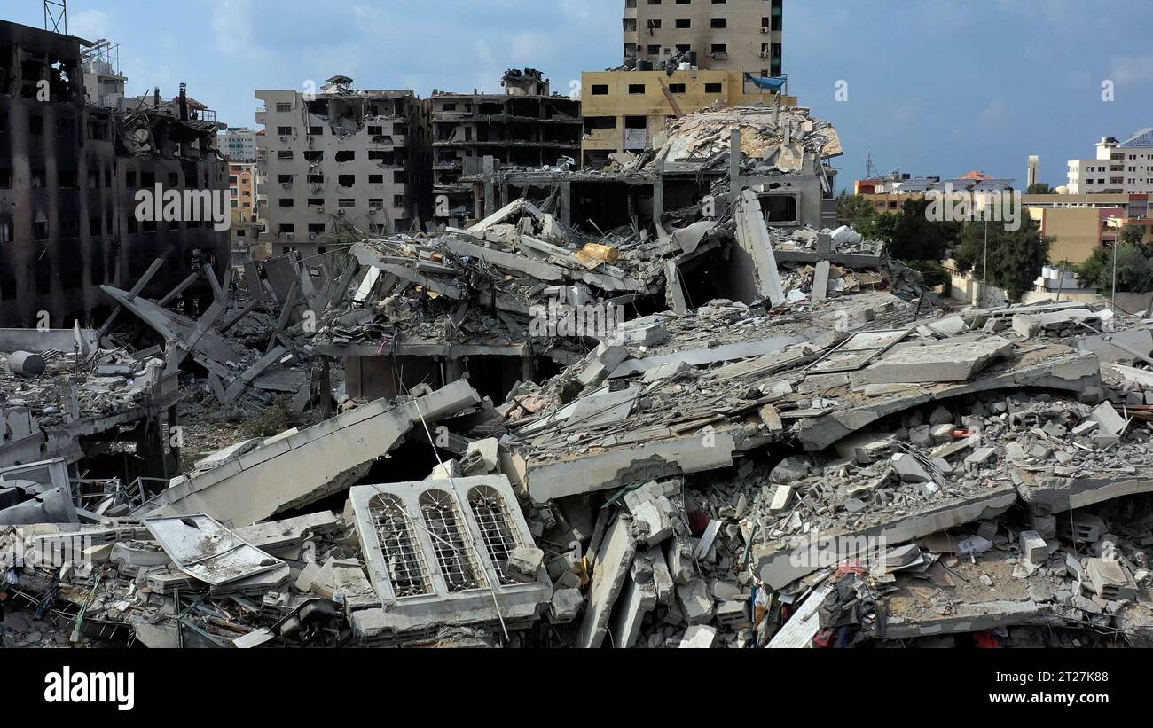 Gaza, Gaza. 17th Oct, 2023. Aerial photo taken by drone shows the ...