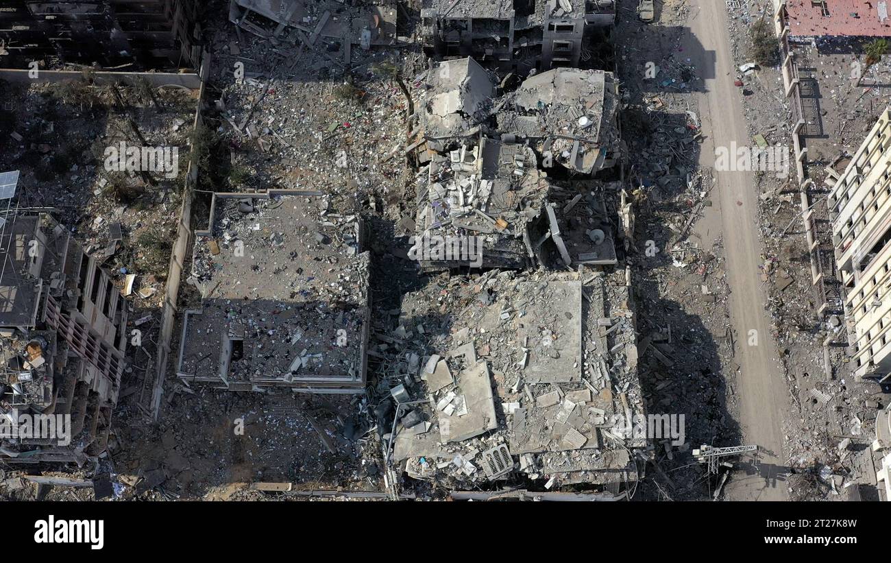 Gaza, Gaza. 17th Oct, 2023. Aerial photo taken by drone shows the ...