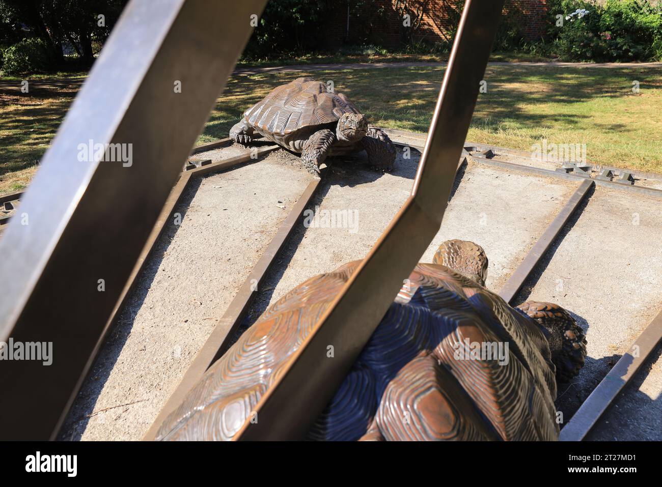Tortoises With Triangle and Time, outdoor bronze statue in Holland Park ...