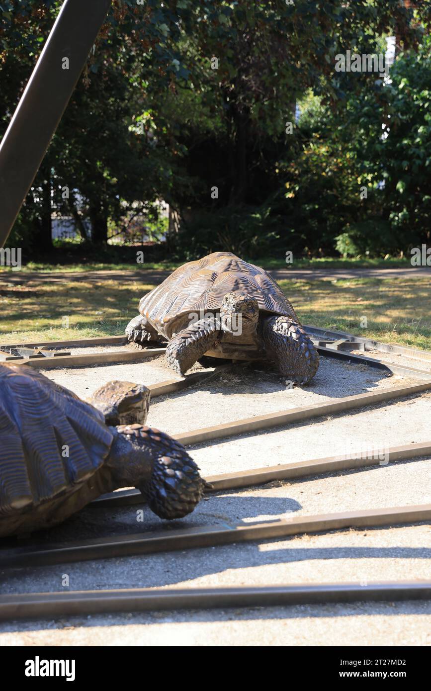 Tortoises With Triangle and Time, outdoor bronze statue in Holland Park ...
