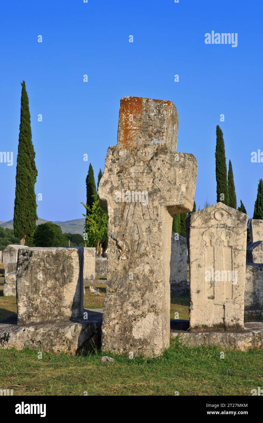 A beautifully engraved medieval chest/sarcophagus at the Radimlja ...