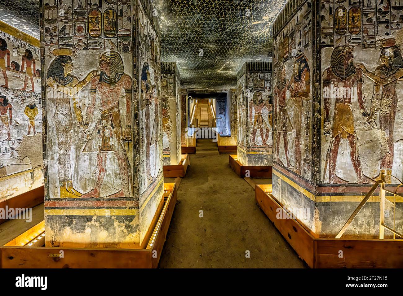 Relief from the pillared Chamber F in KV 17, the Pillar face shows the ...