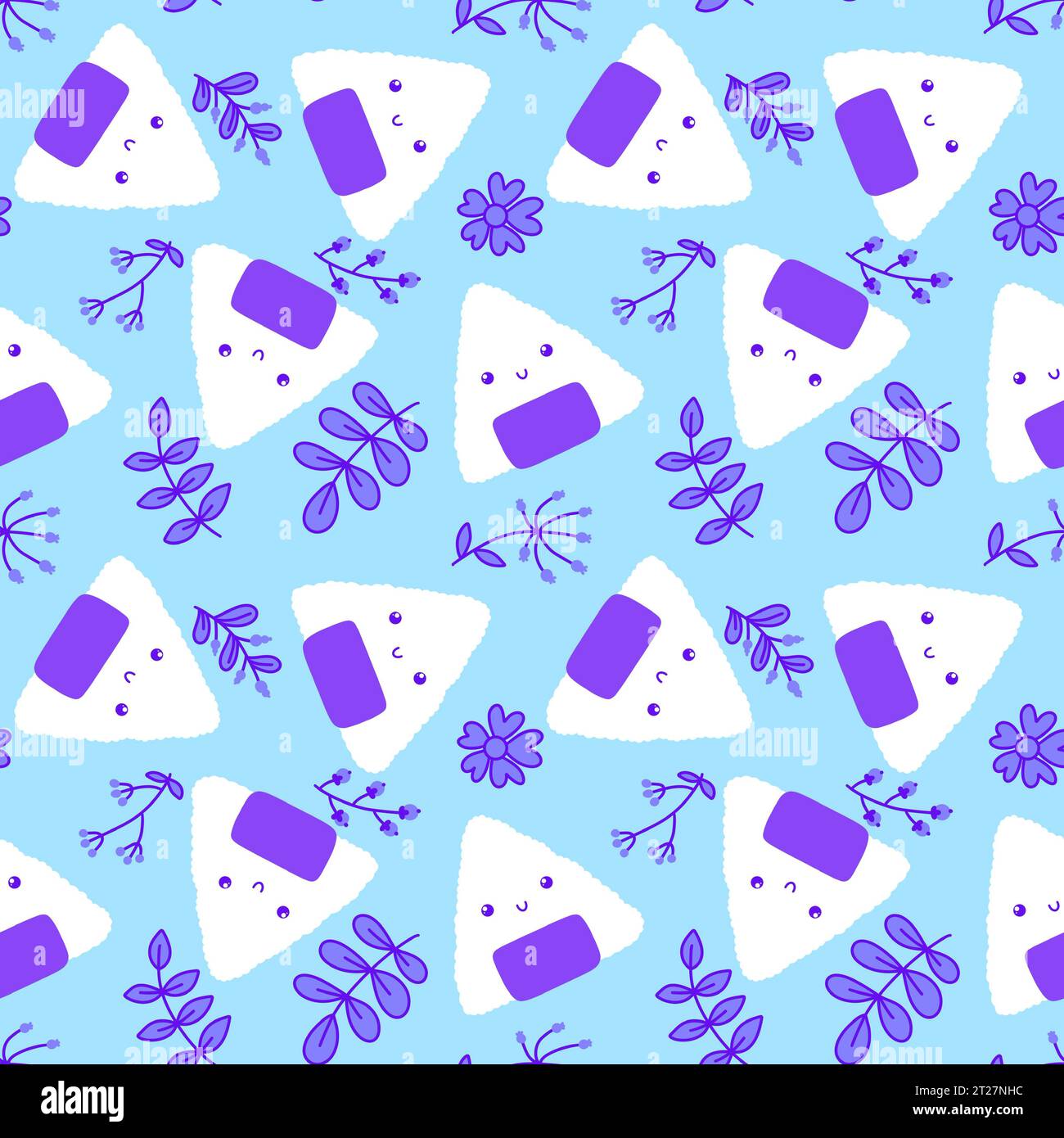 Cartoon food seamless kawaii onigiri pattern for wrapping paper and ...