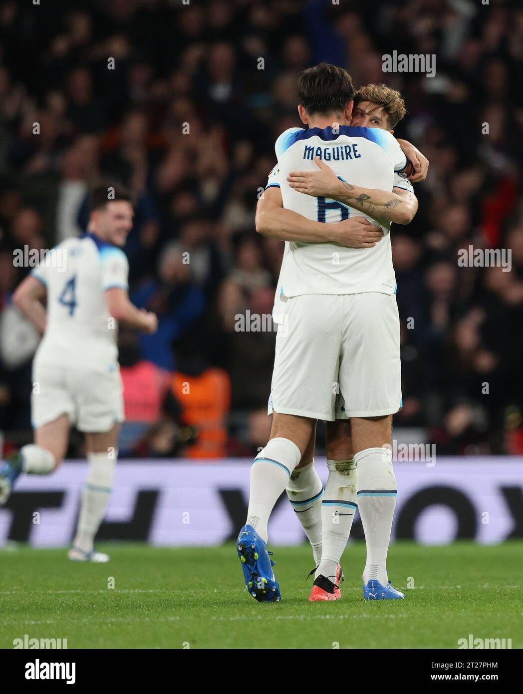 London, UK. 17th Oct, 2023. John Stones (E) and Harry Maguire (E ...