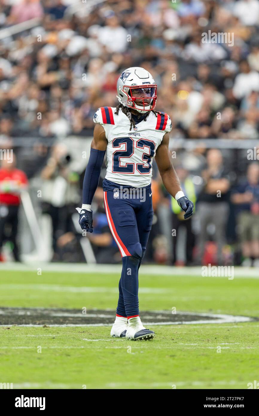 New England Patriots defensive back Kyle Dugger (23) against the Las ...
