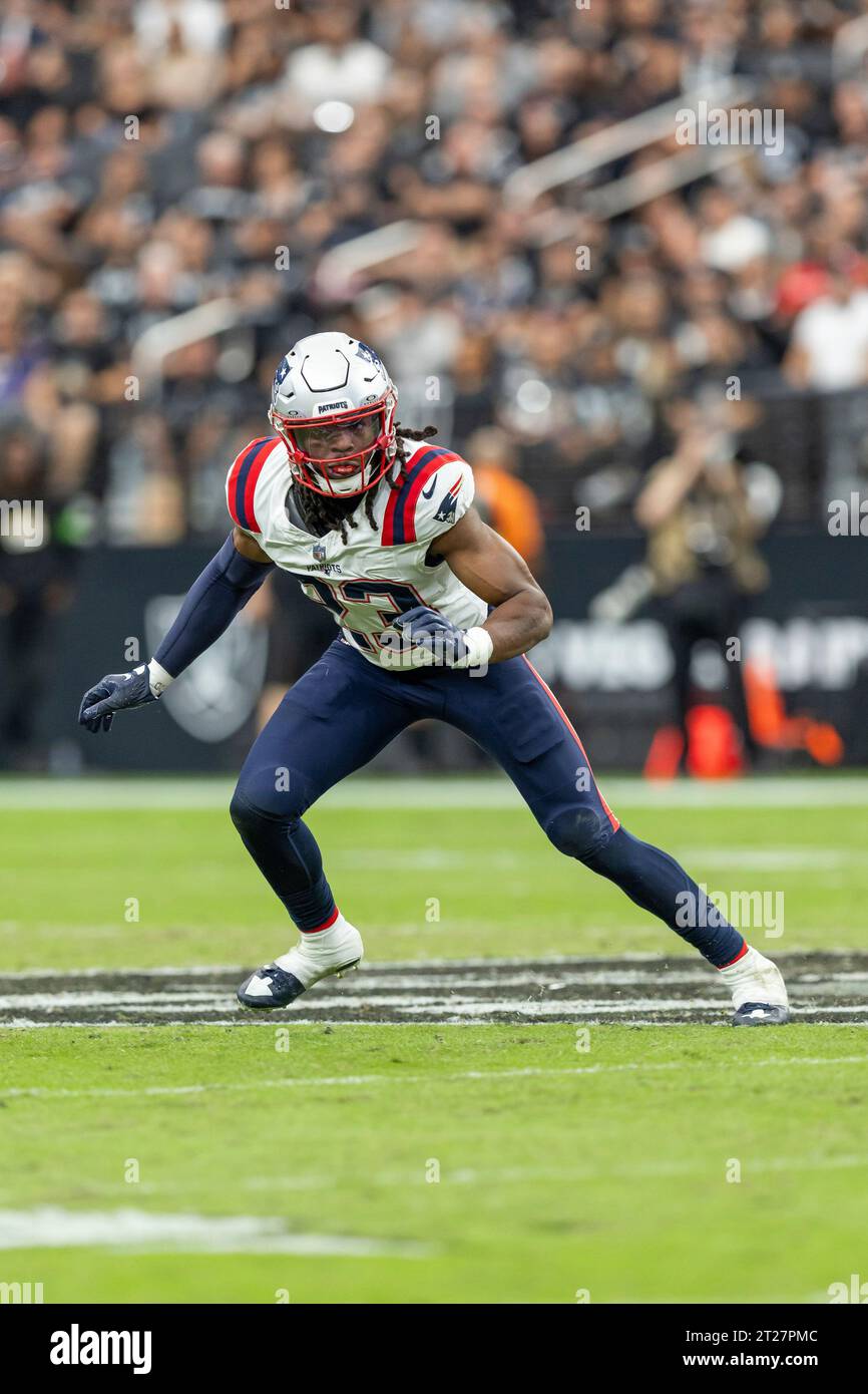 New England Patriots defensive back Kyle Dugger (23) against the Las ...