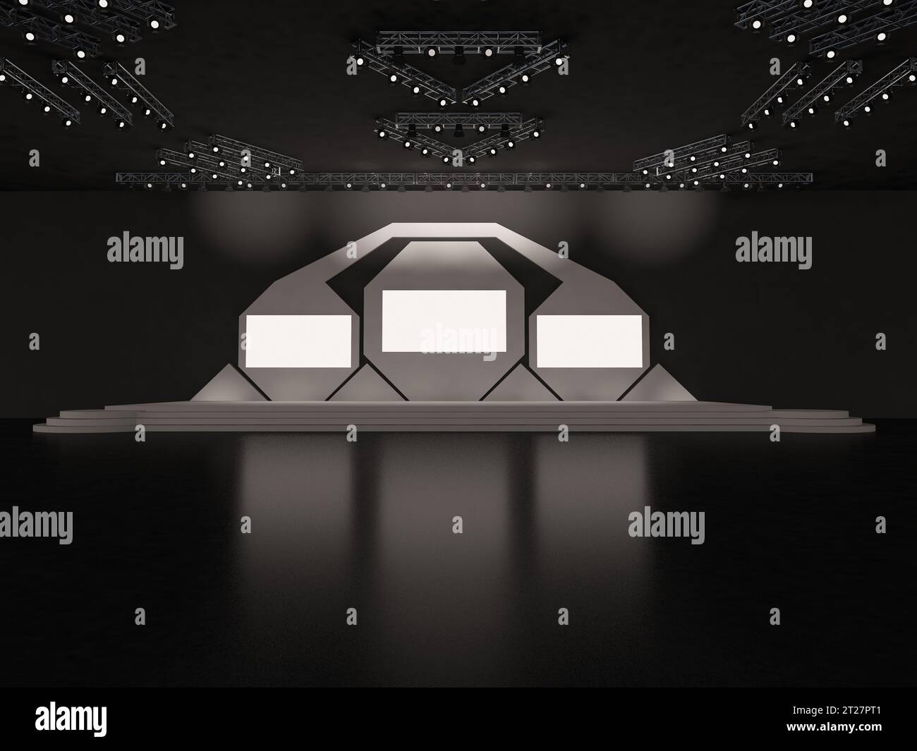 Event stage with octagon backdrop design-led screens for projection ...