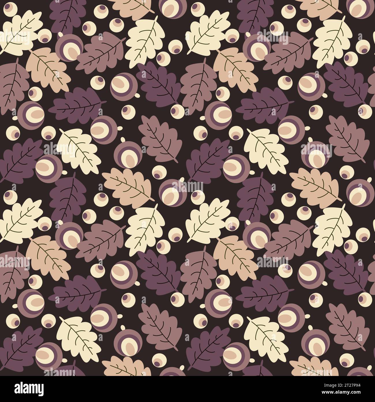 Seamless floral pattern with autumn oak leaves and nuts vector illustration Stock Vector Image ...