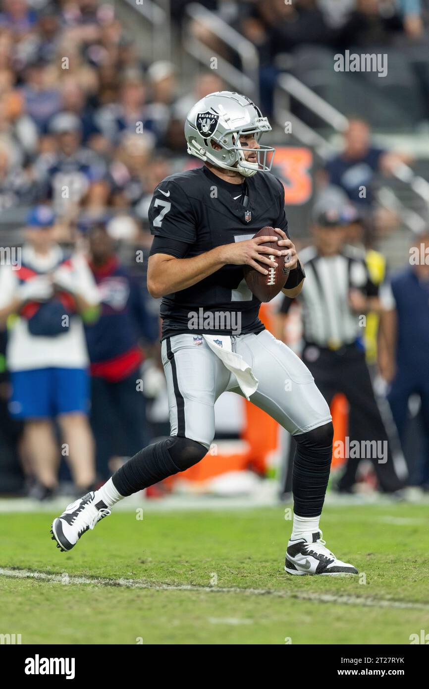 Las Vegas Raiders quarterback Brian Hoyer (7) drops back to pass ...