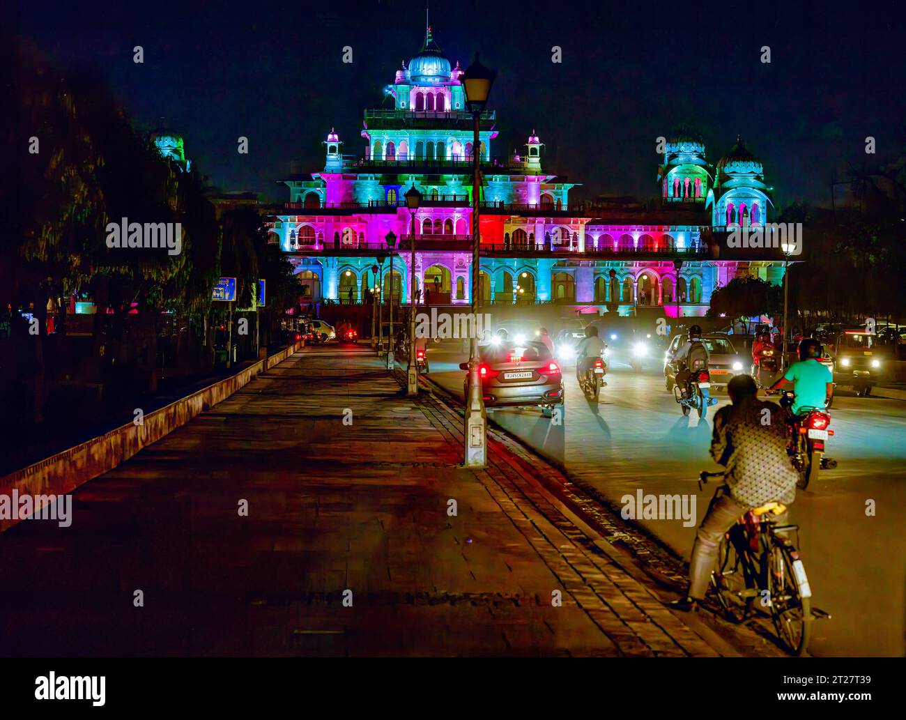 Albert Hall Museum, in Jaipur, illuminated at night Stock Photo - Alamy