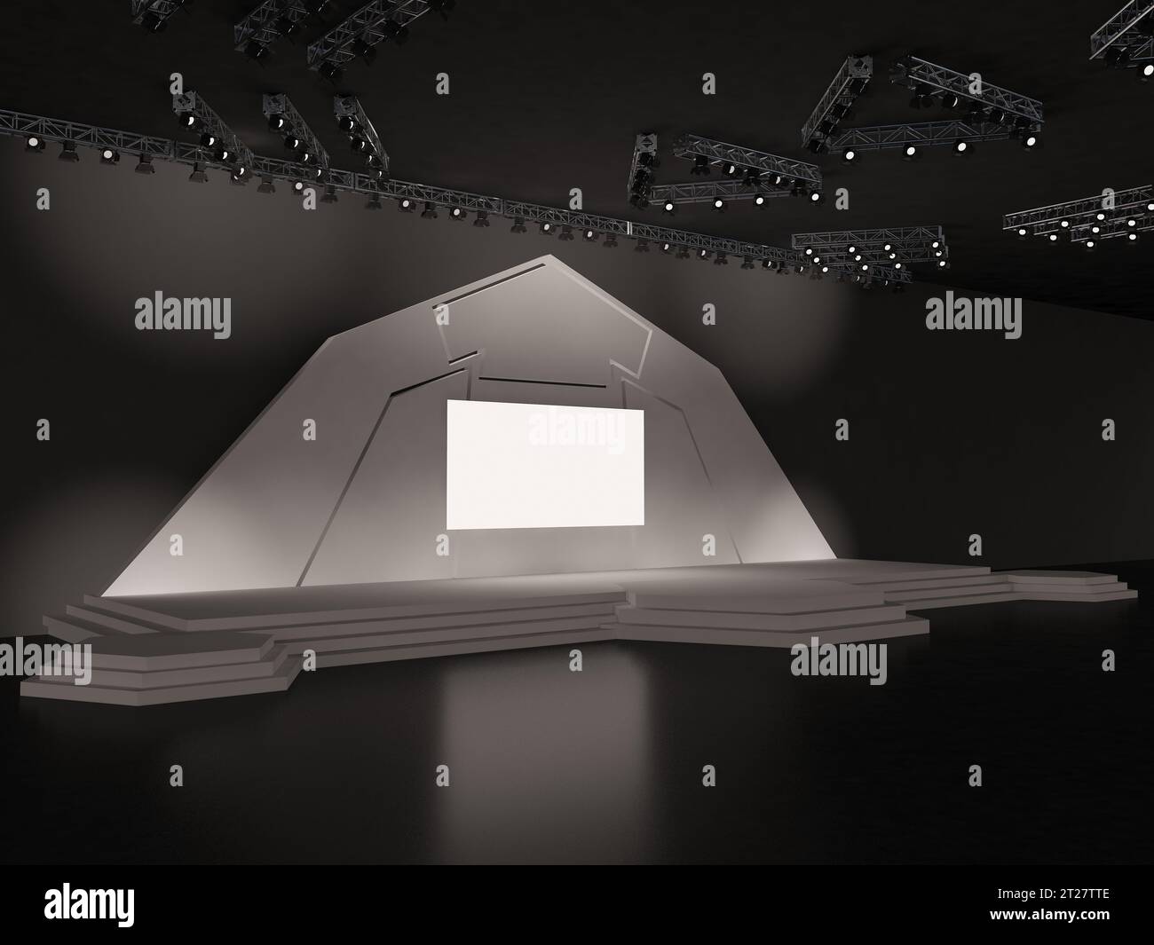 Event empty stage in perspective view with a rectangular led screen for ...