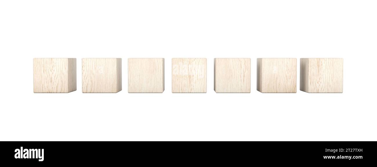 Seven wooden blocks. Isolated. 3d illustration Stock Photo - Alamy