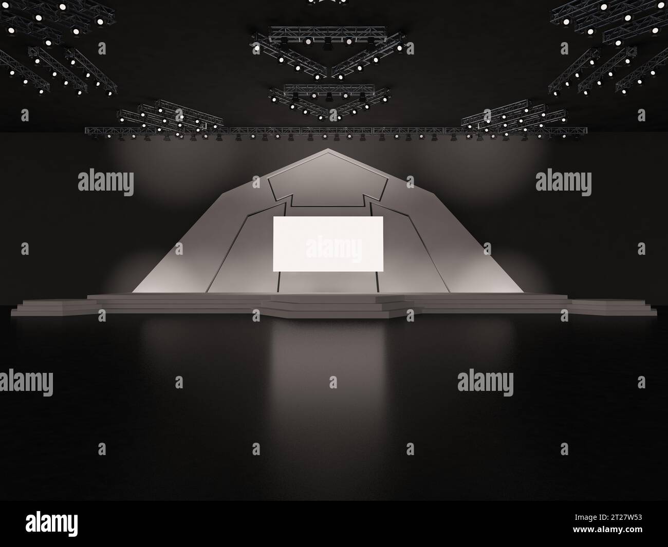 Event empty stage in front view with a rectangular led screen for ...