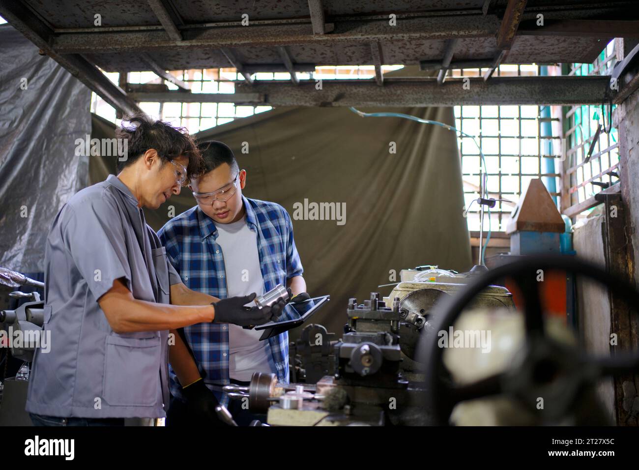 Student is going to visit metal factory. Education and engineering ...