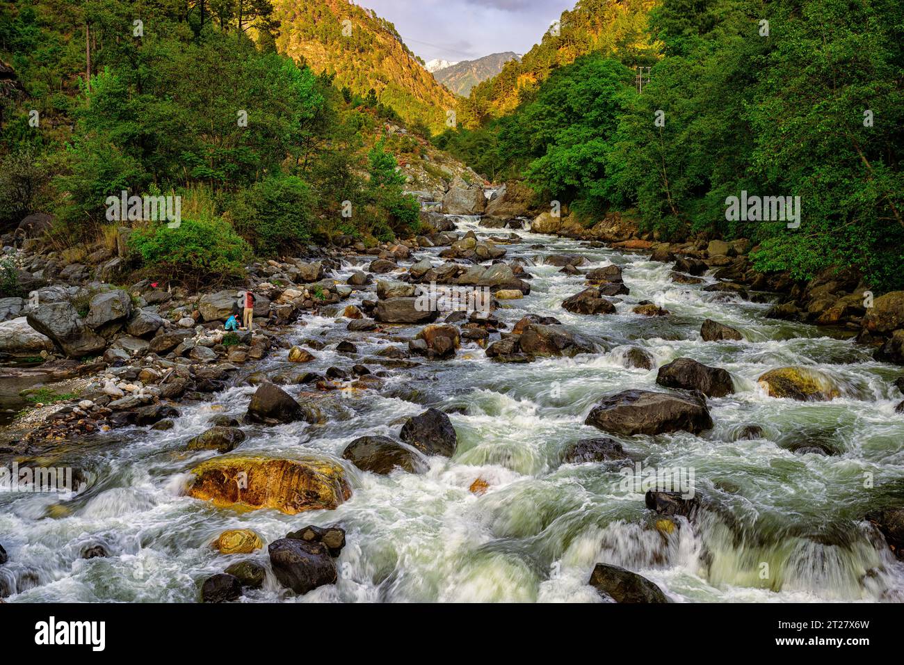 Tirthan River near the Riveraansh Homestay in Himachal Pradesh Stock ...