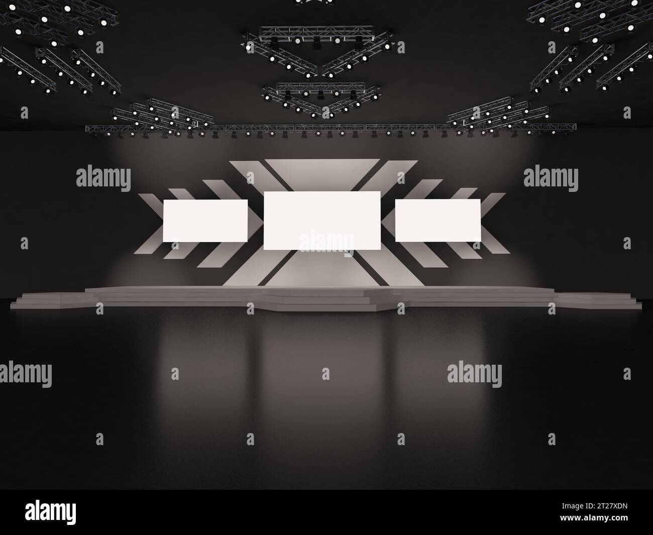 Event empty stage in front view with rectangular led screens for ...