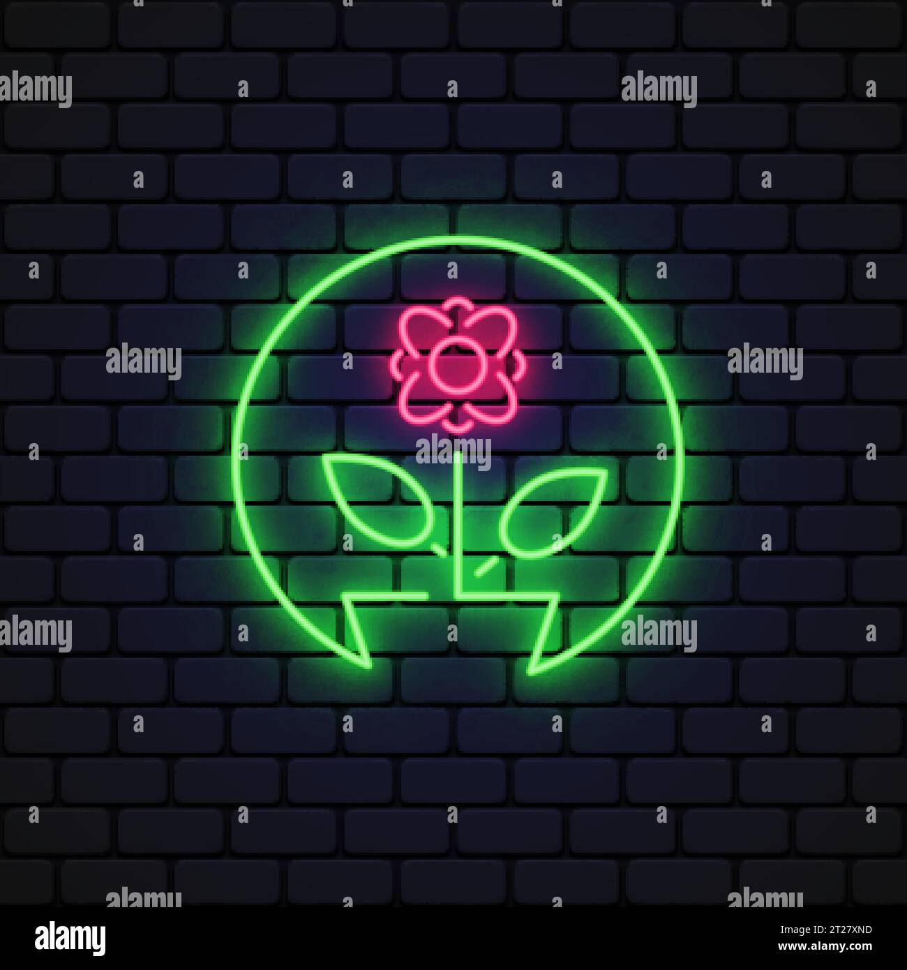 Flower neon in vintage style on light background. Vector illustration ...