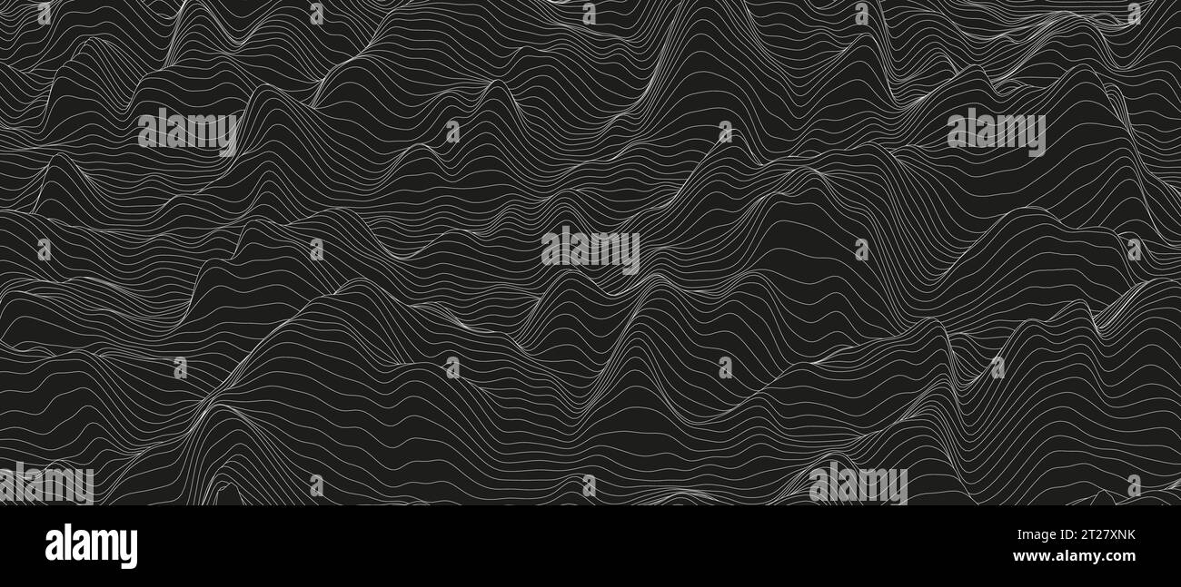 Abstract background with distorted line shapes on a black background ...