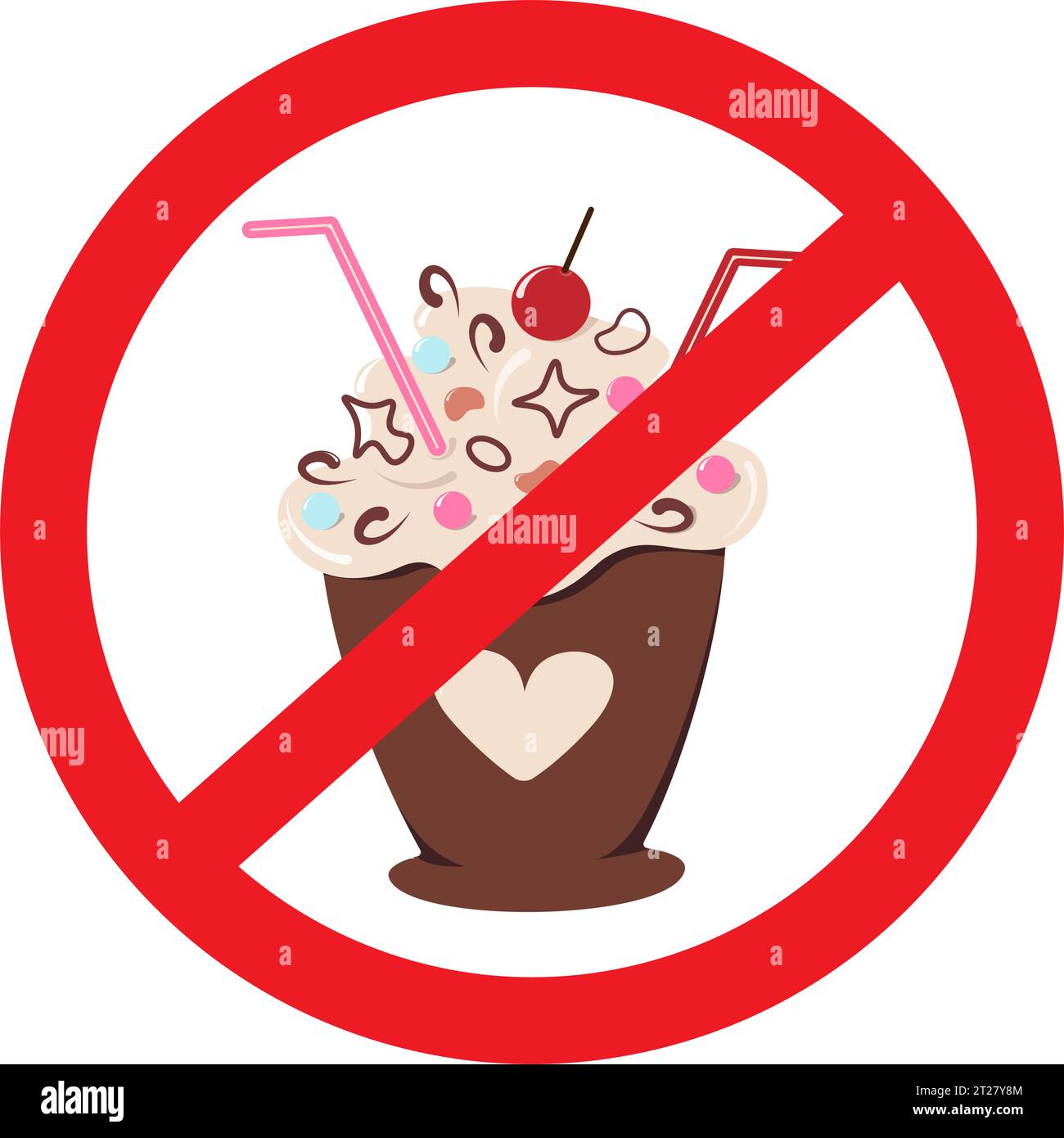 Dessert in a cup with a cocktail straw and decorations under the ban ...