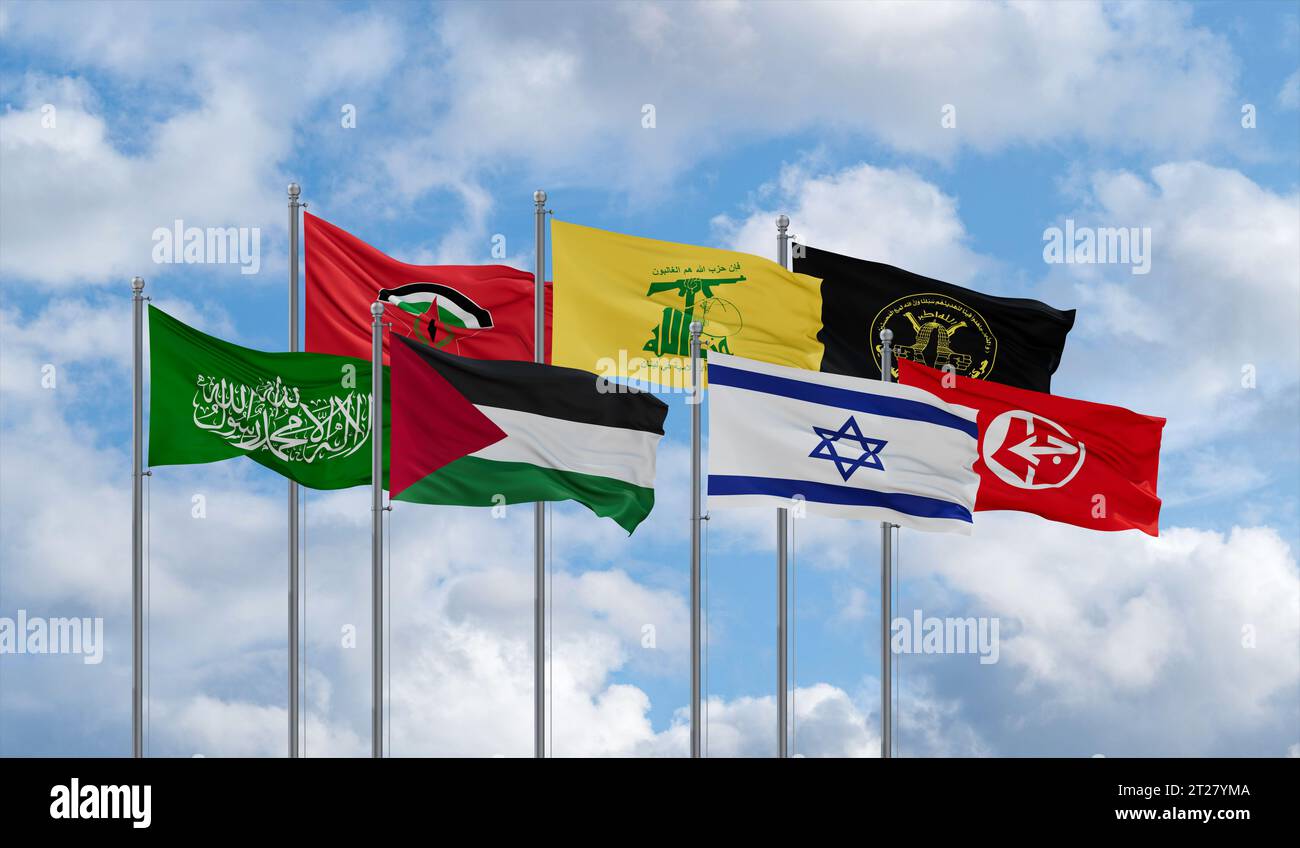 All Israel-Palestine conflict country and organizations flags flag ...