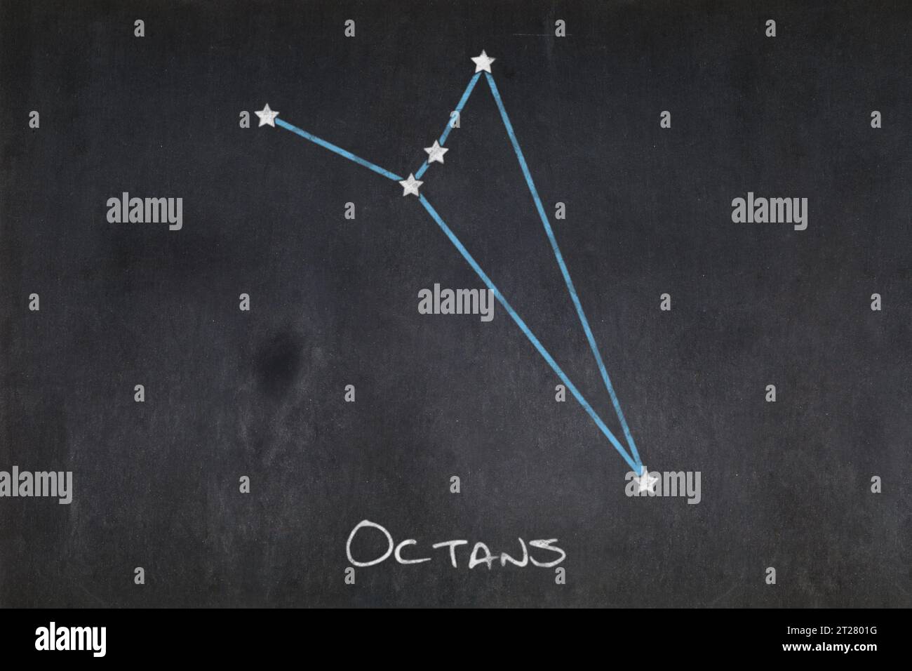 Blackboard with the Octans constellation drawn in the middle Stock Photo - Alamy