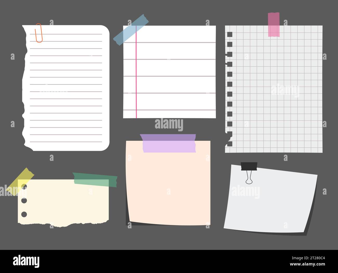 Set Of Isolated Torn Striped Notes. Vector Illustration Stock Vector ...