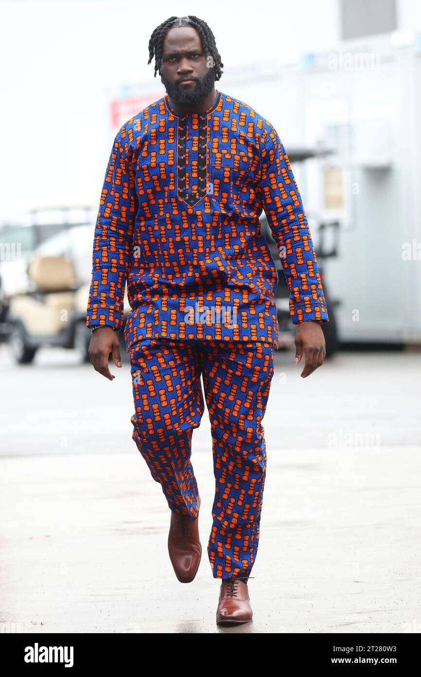 Buffalo Bills defensive end Kingsley Jonathan arrives for an NFL ...