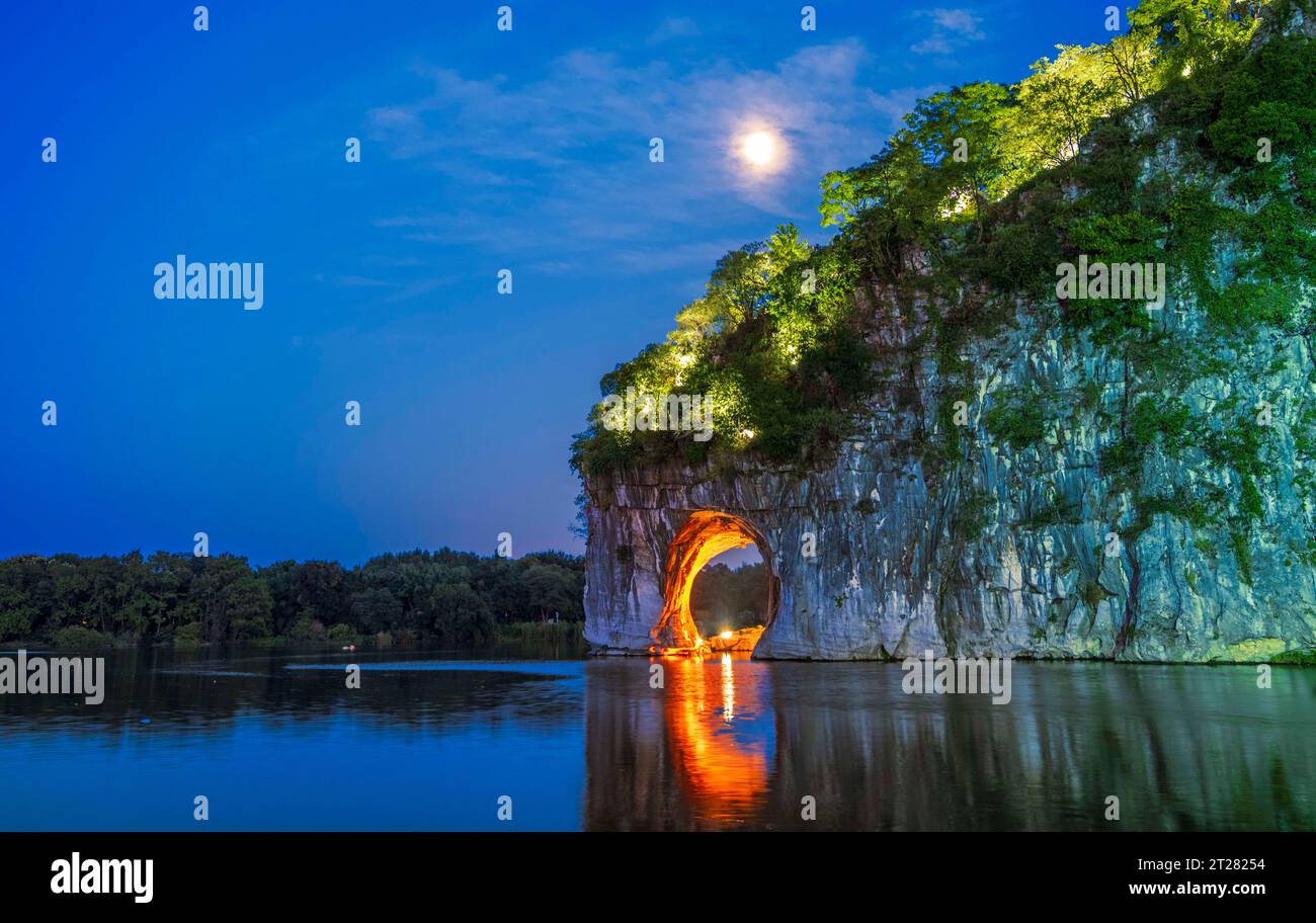 GUILIN, CHINA - SEPTEMBER 26, 2023 - The Elephant Trunk Hill, a symbol ...