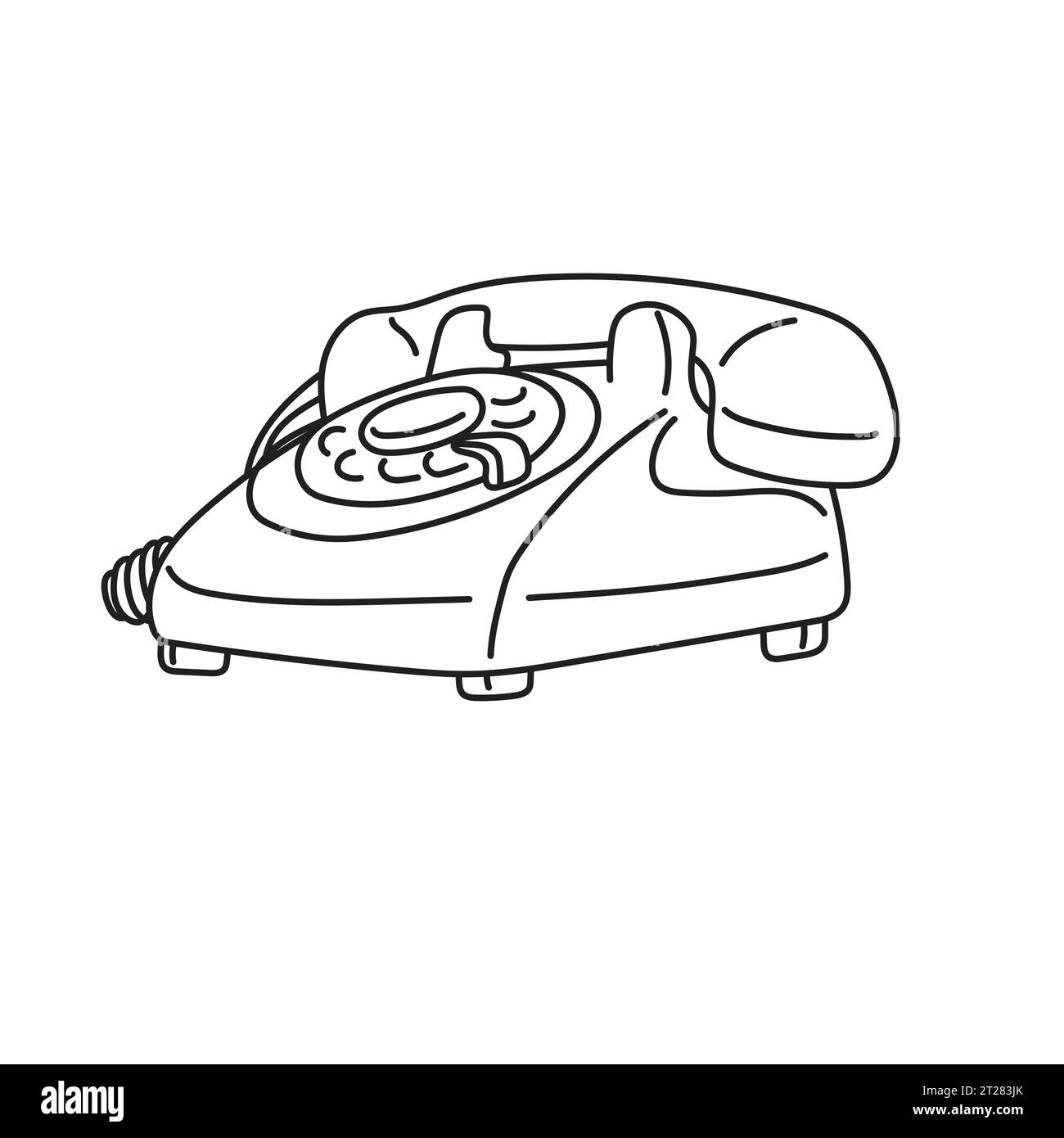 Retro telephone illustration vector hand drawn isolated on white ...