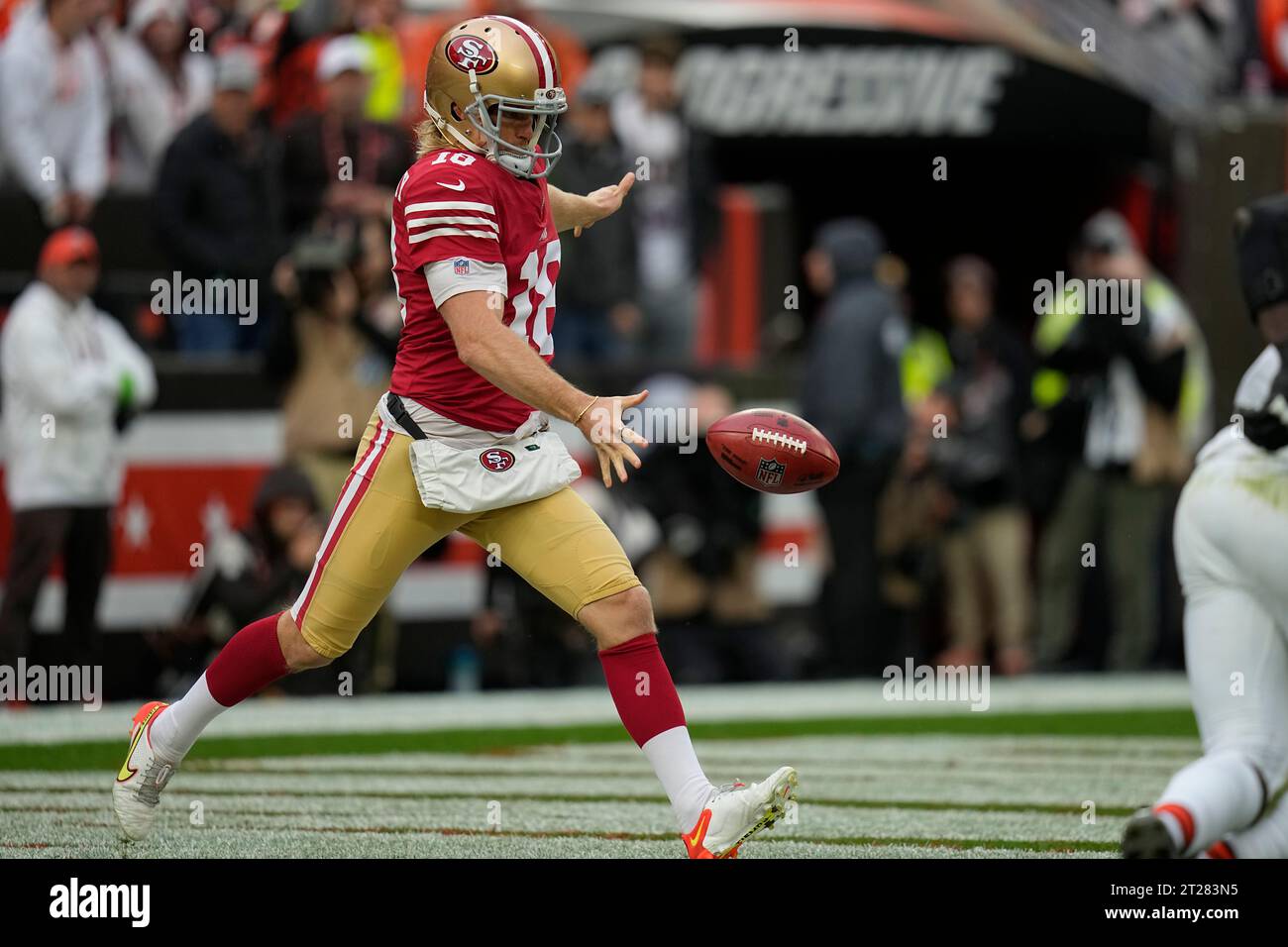 San Francisco 49ers punter Mitch Wishnowsky (18) during an NFL football ...