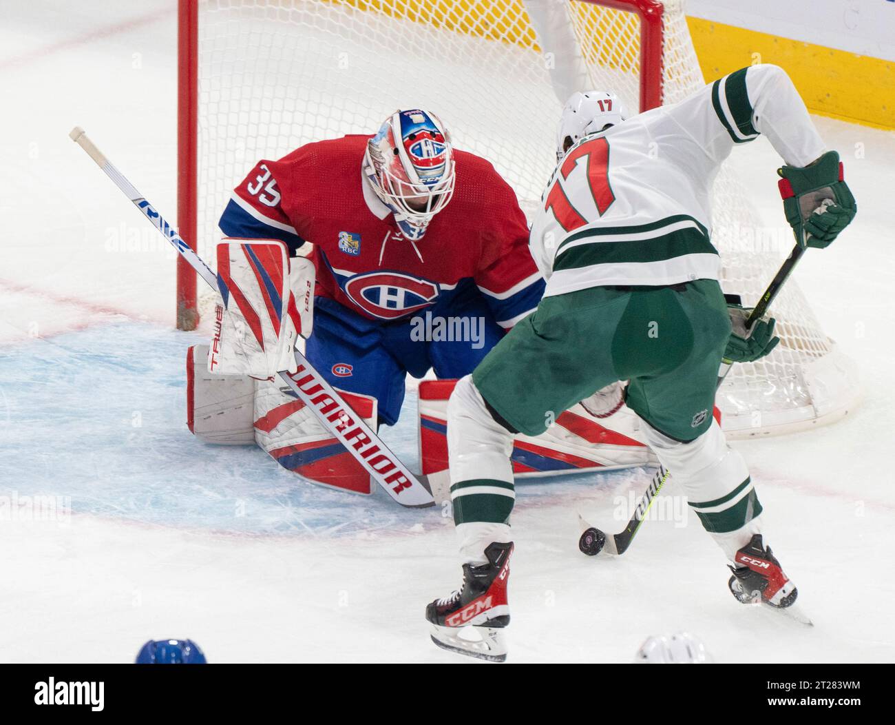 Montreal Canadiens goaltender Sam Montembeault makes a save against ...