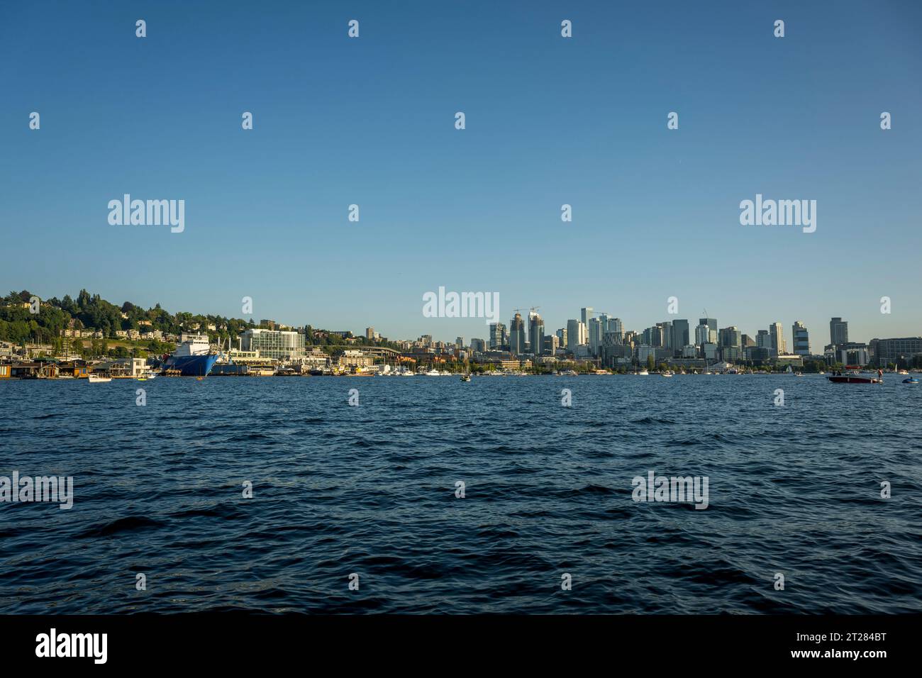 View from Lake Union of the Seattle skyline in Seattle, Washington ...