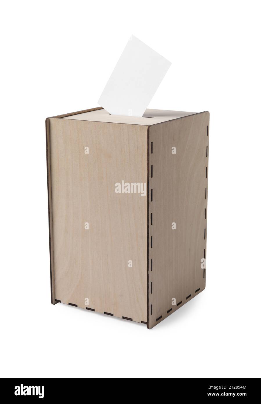 Wooden ballot box with vote isolated on white Stock Photo - Alamy