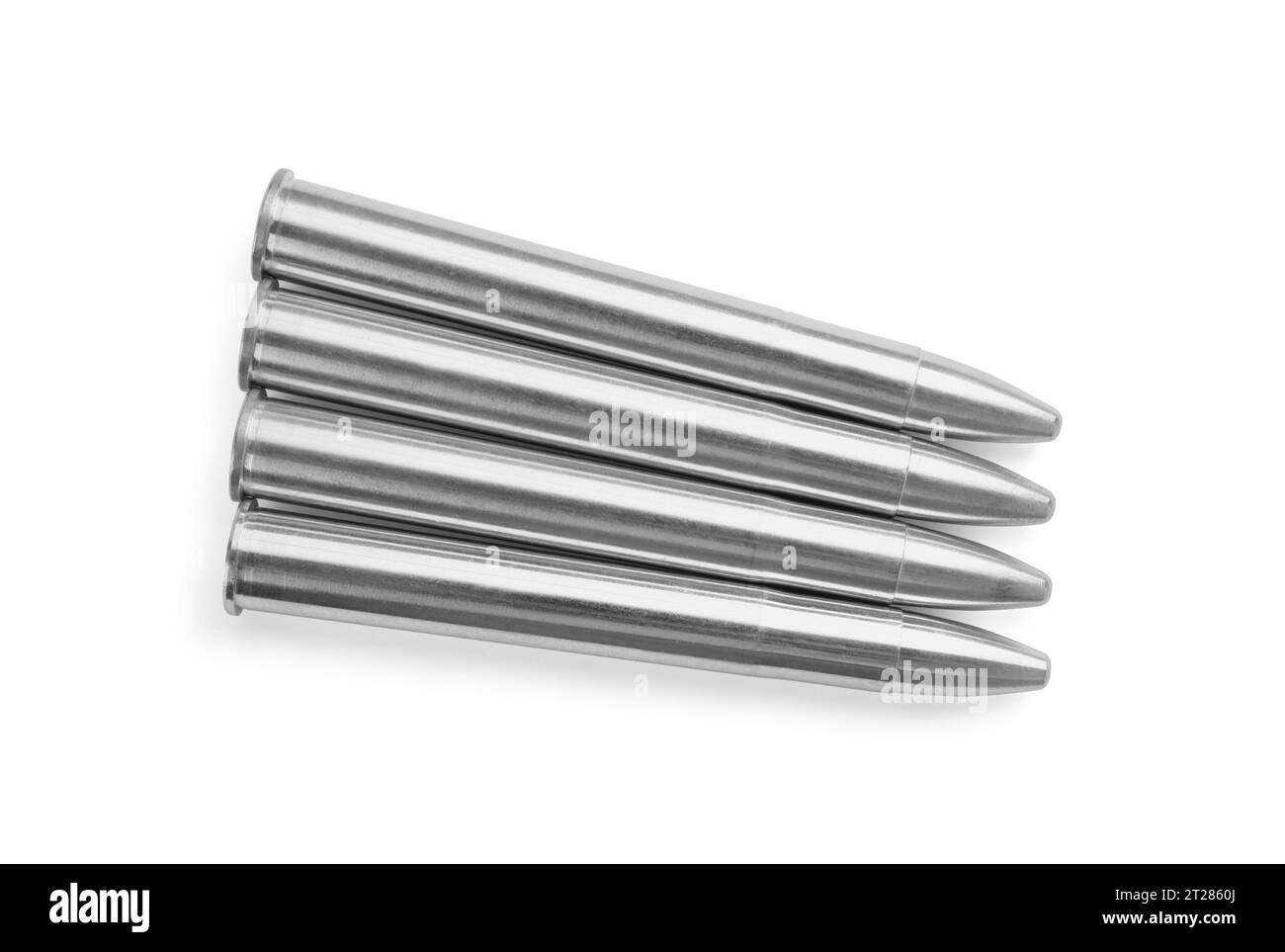 Metal bullets isolated on white, top view. Military ammunition Stock ...