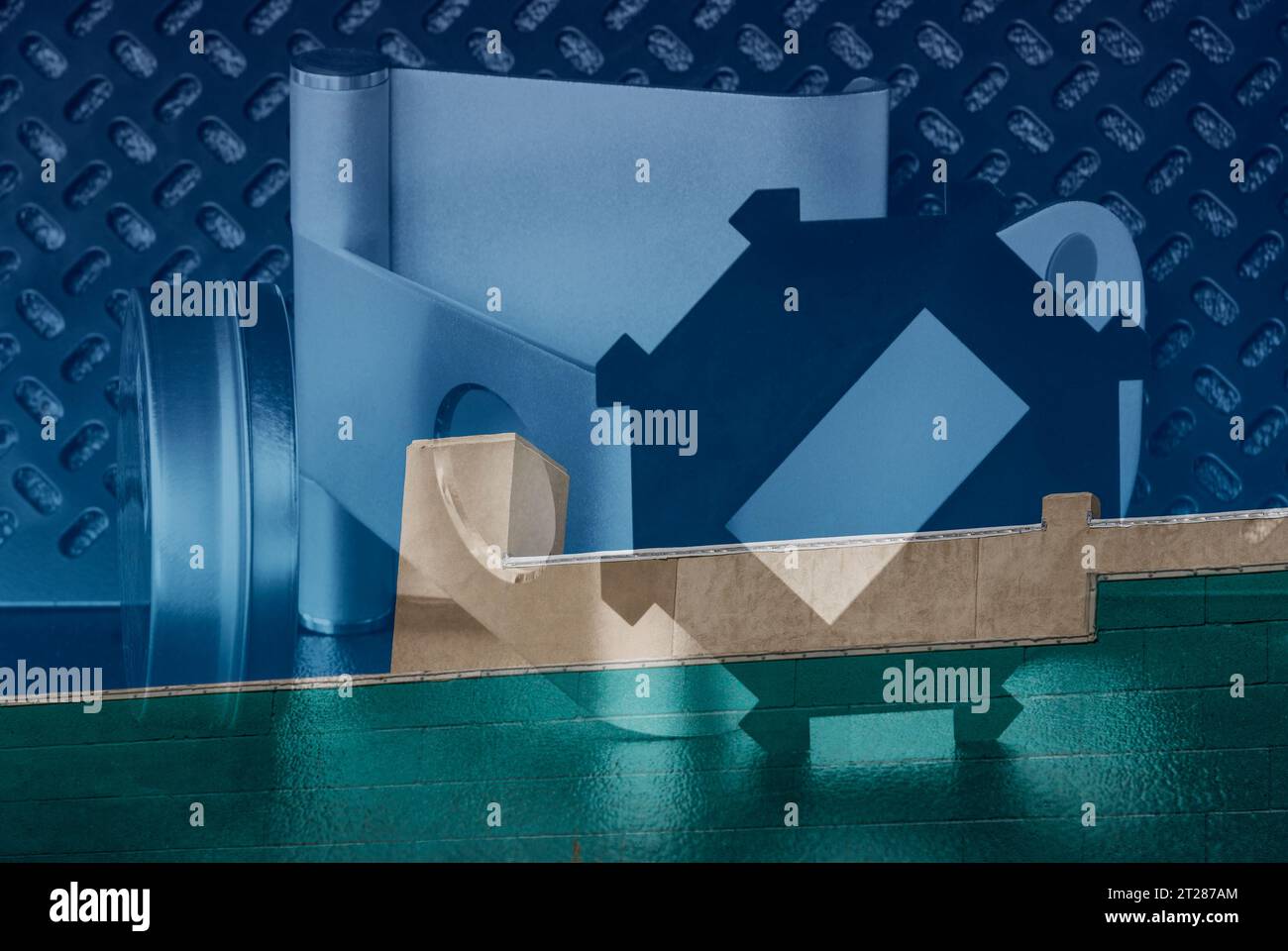 Composite photo with text space shows construction, architecture ...