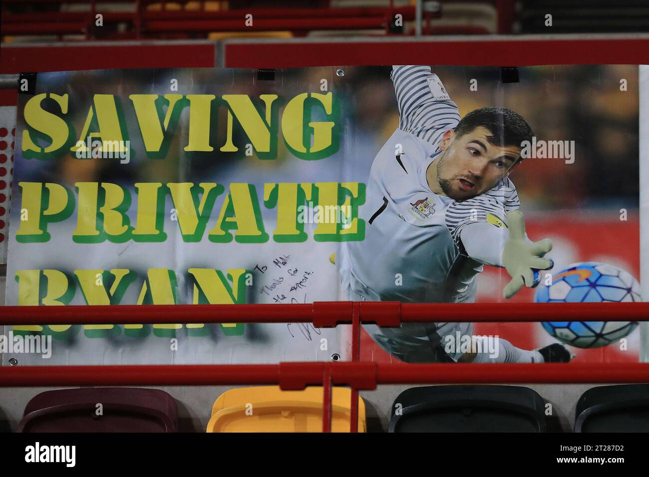 London, UK. 17th Oct, 2023. A poster depicting Matt Ryan of Australia ...