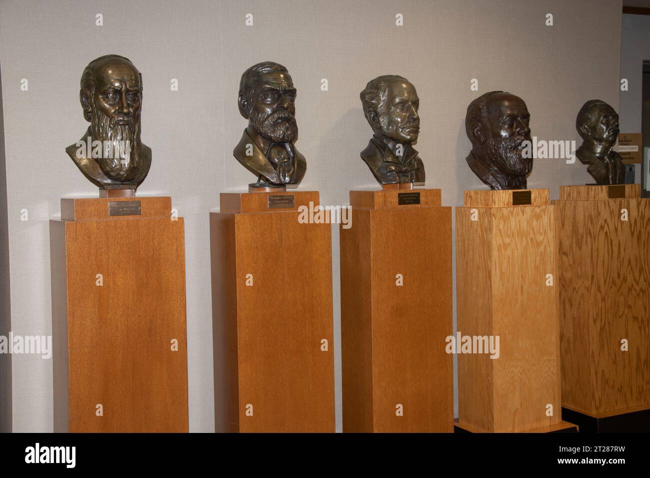 Busts of past premiers inside the provincial Confederation Building in ...