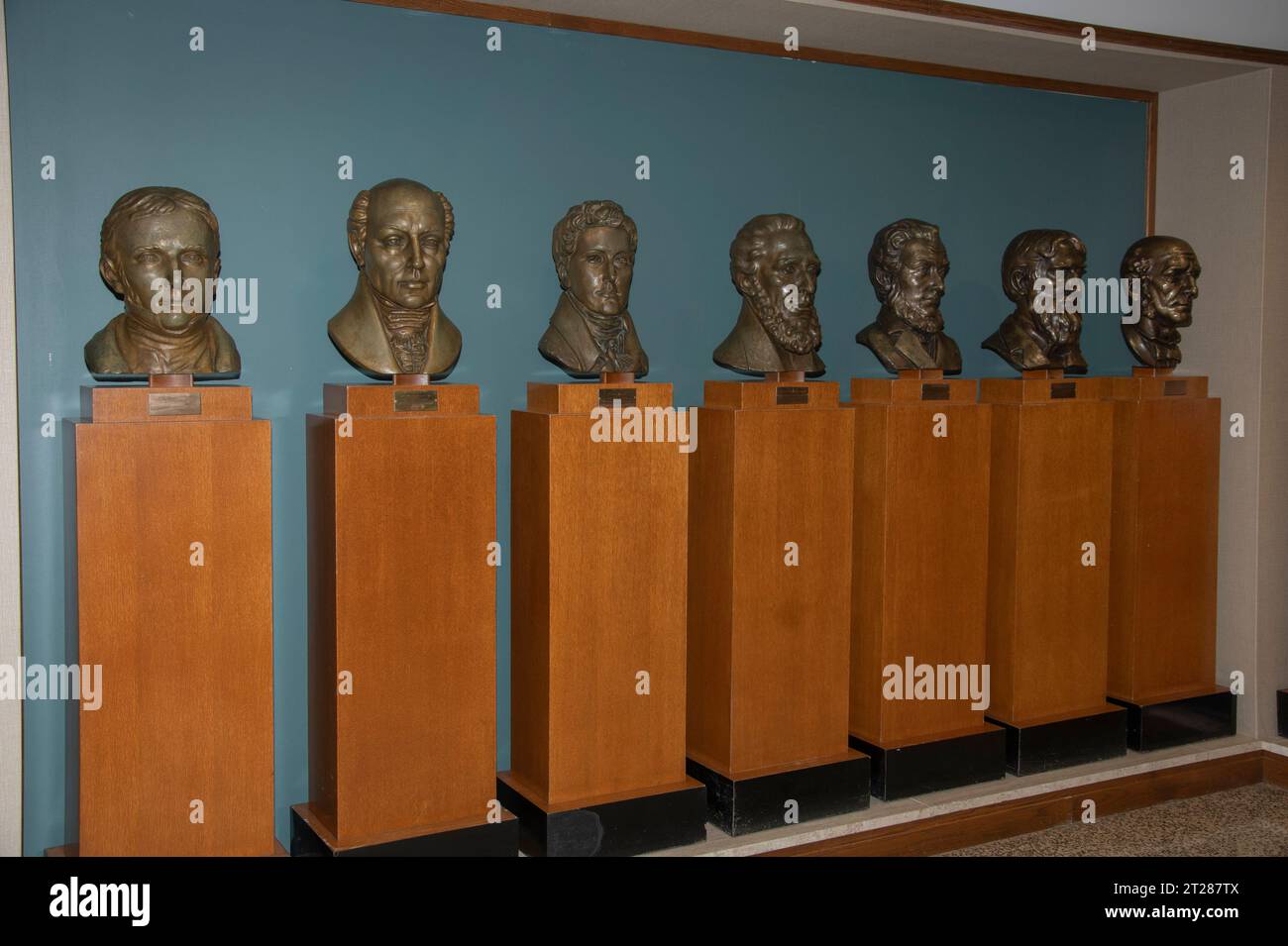 Busts of past premiers inside the provincial Confederation Building in ...
