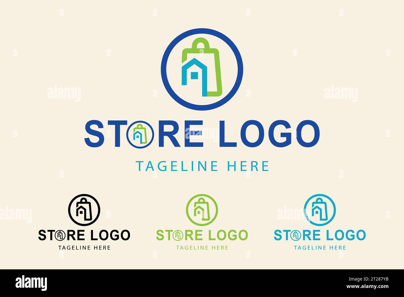 Shop logo. combination of house with shopping bag. suitable for retail ...