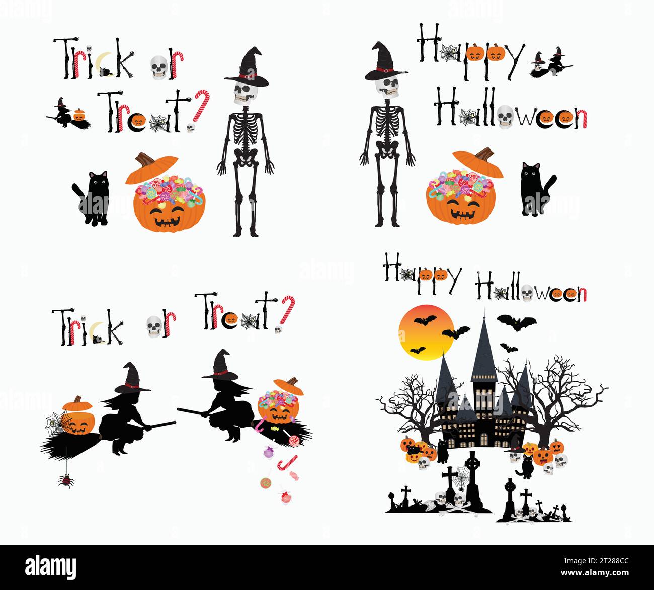 Halloween vectors for trick or treat and happy halloween text vectors ...