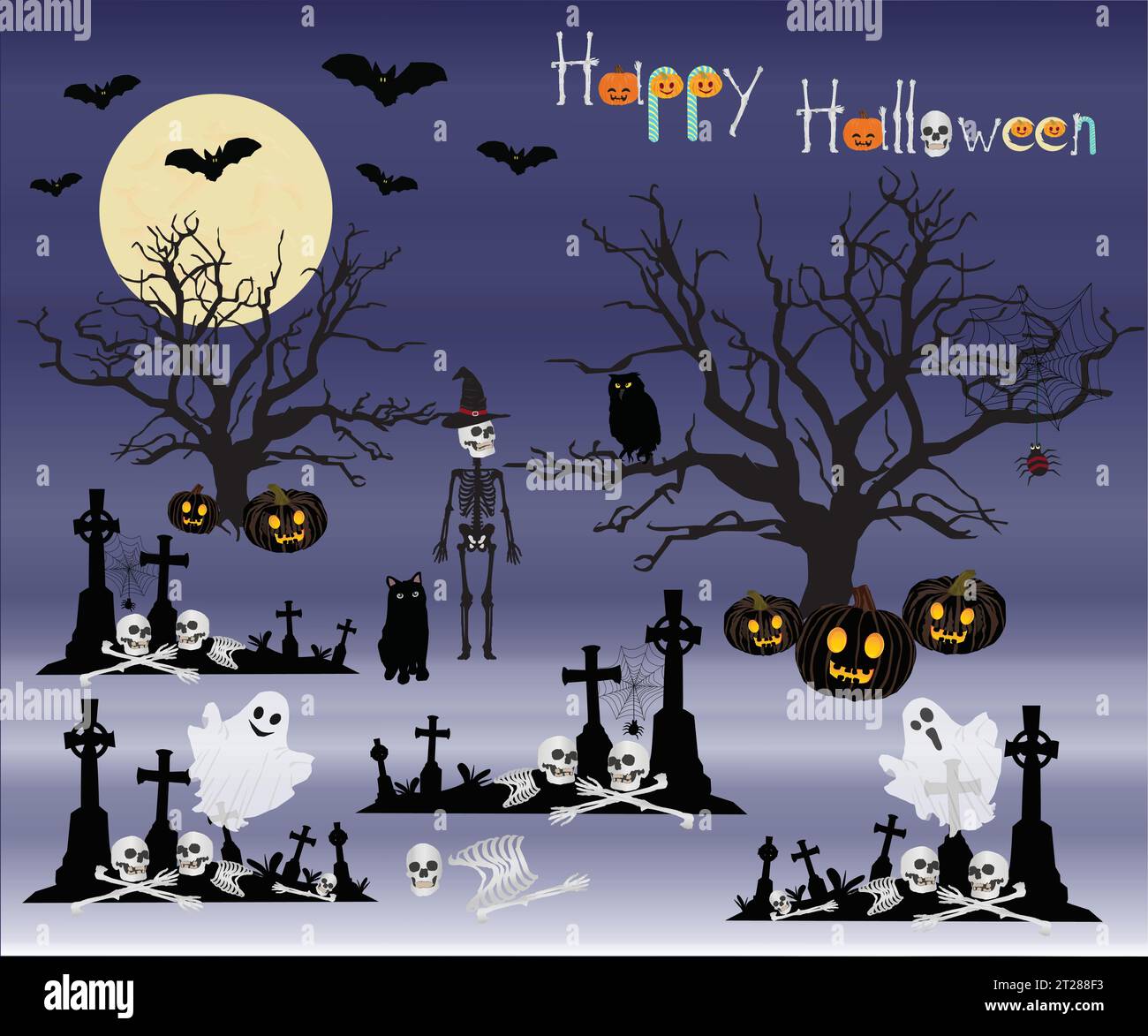 Halloween wallpaper, halloween background with graveyard, skeleton ...
